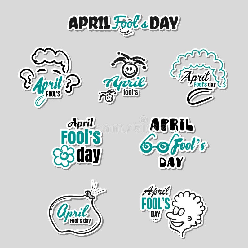 April Fools Day Stickers Set Vektor Abbildung - Illustration von ...