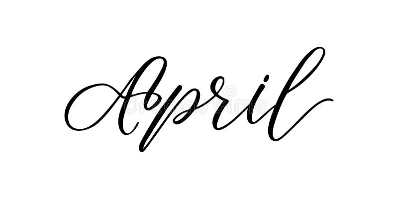 April - Handwritten Inscription in Calligraphic Style on a White ...