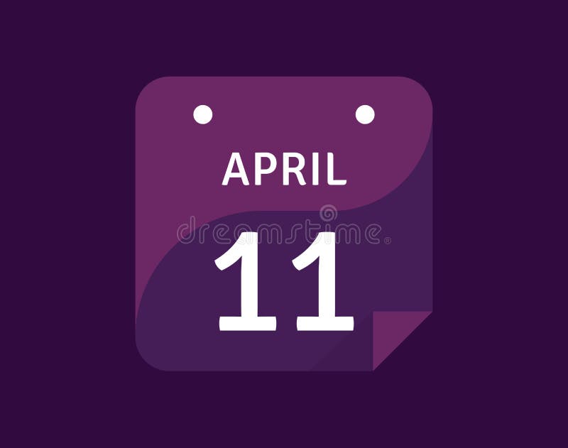 11 April, April 11 Icon Single Day Calendar Vector Illustration Stock ...