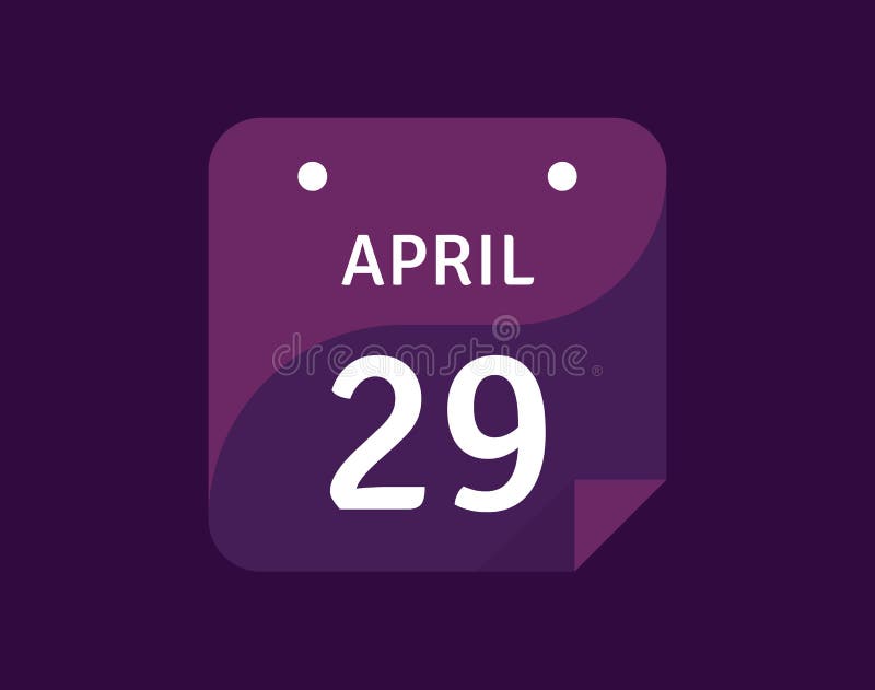 29 April, April 29 Icon Single Day Calendar Vector Illustration Stock ...