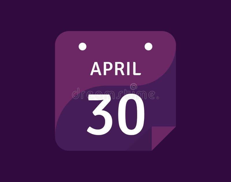 30 April, April 30 Icon Single Day Calendar Vector Illustration Stock ...