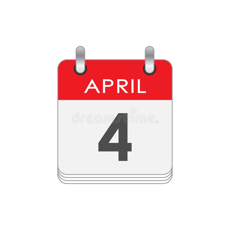 April 4. a Leaf of the Flip Calendar with the Date of April 4 Stock ...
