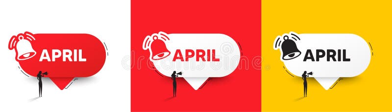 April Month Icon. Event Schedule Apr Date. Speech Bubbles with Bell ...