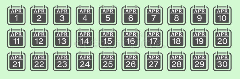 April is a Month with Numbers. a Set of Calendar Sheets for a Website ...