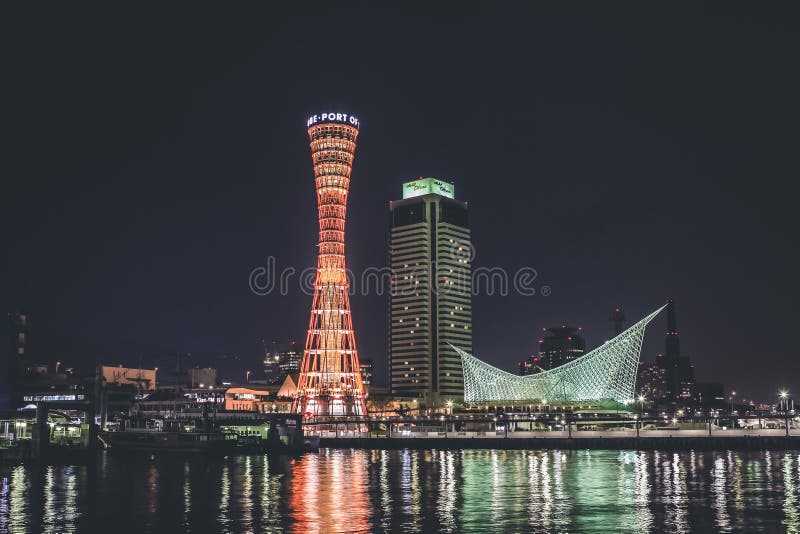 9 April 2012 a Night View of Kobe Port, Japan Editorial Image - Image ...
