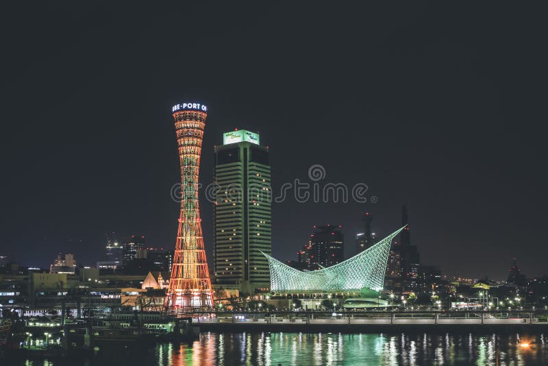 9 April 2012 a Night View of Kobe Port, Japan Editorial Stock Photo ...