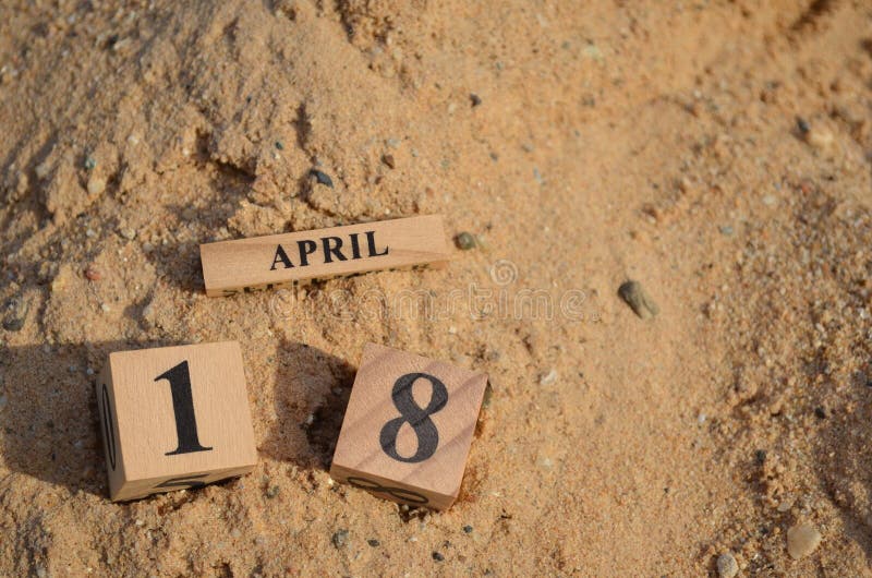 April 18, Number Cube with Sand Background. Stock Image - Image of 2030 ...