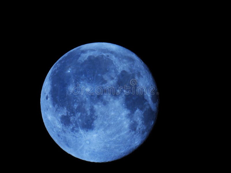 Blue Full Moon Shines in Black Night April Sky Stock Photo - Image of ...