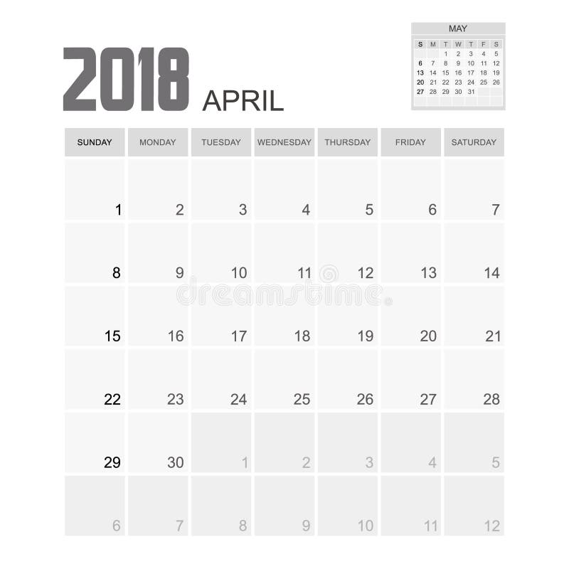 2018 APRIL Planner Design. stock illustration. Illustration of blue ...