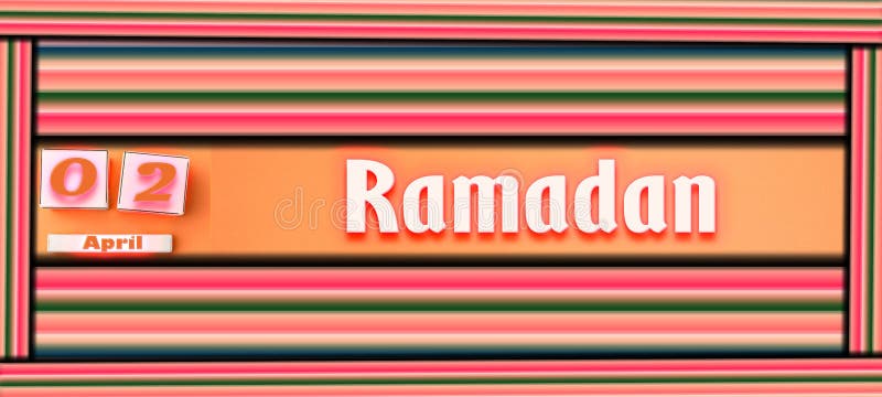 02 April, Ramadan, Neon Text Effect on Background Stock Illustration ...