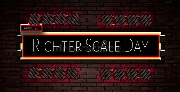 26 April, Richter Scale Day, Text Effect on Bricks Background Stock ...