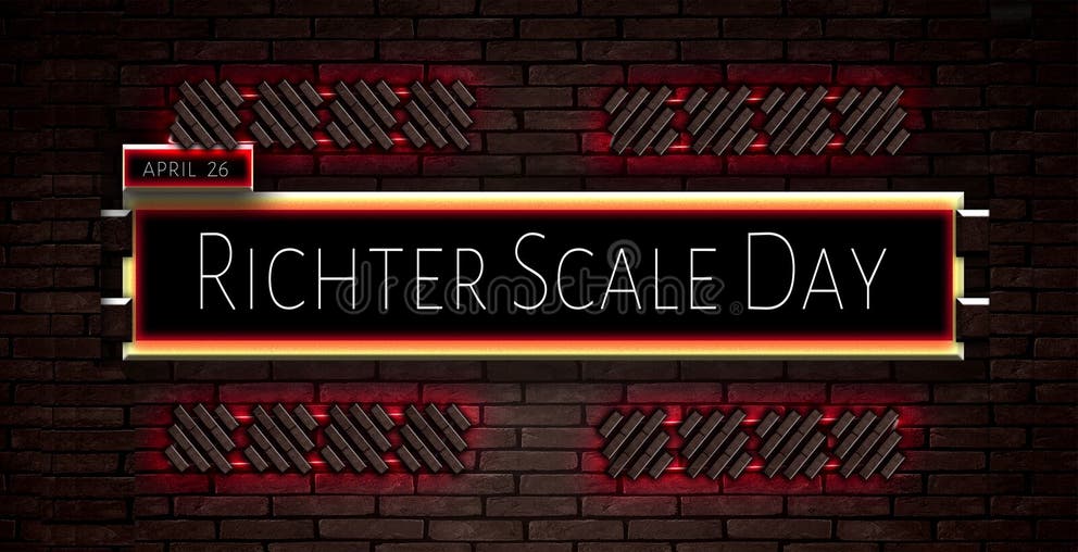 26 April, Richter Scale Day, Text Effect on Bricks Background Stock ...