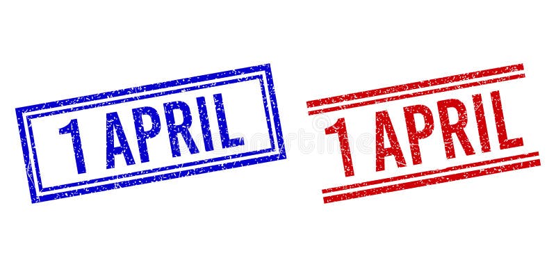 Distress Textured 1 APRIL Stamp Seals with Double Lines Stock Vector ...