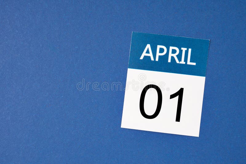The April 1st Calendar Sheet on Dark Blue Background with Empty Space ...