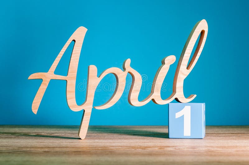 April 1st Day 1 Month Calendar Wooden Table Green Background Spring ...