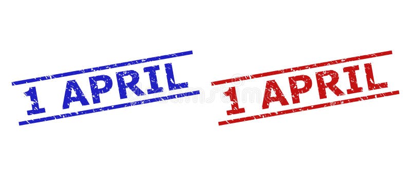 1 APRIL Stamp Seals with Unclean Surface and Parallel Lines Stock ...