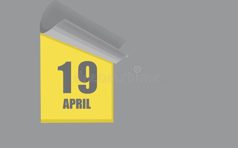 April 19. 19-th Day of the Month, Calendar Date. Gray Numbers in a ...