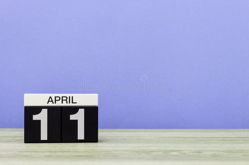 April 11th. Wood Cube Calendar with Date of Month and Day, Pink Flowers ...