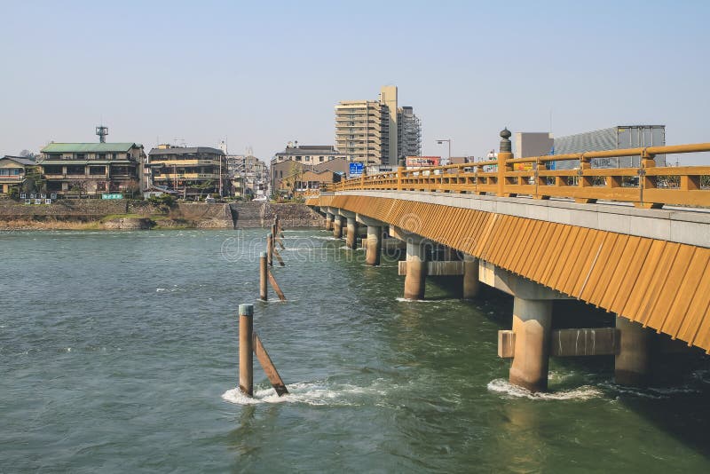 9 April 2012 the Uji, Kyoto Prefecture, Japan. Uji Bridge Editorial ...