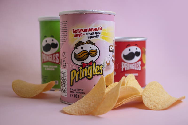 April 24, 2022 Ukraine Pringles Chips Branded on a Colored Background ...