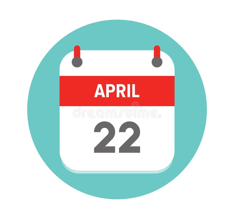 April 22. Vector Flat daily Calendar Icon. Date and Time, Day, Month ...