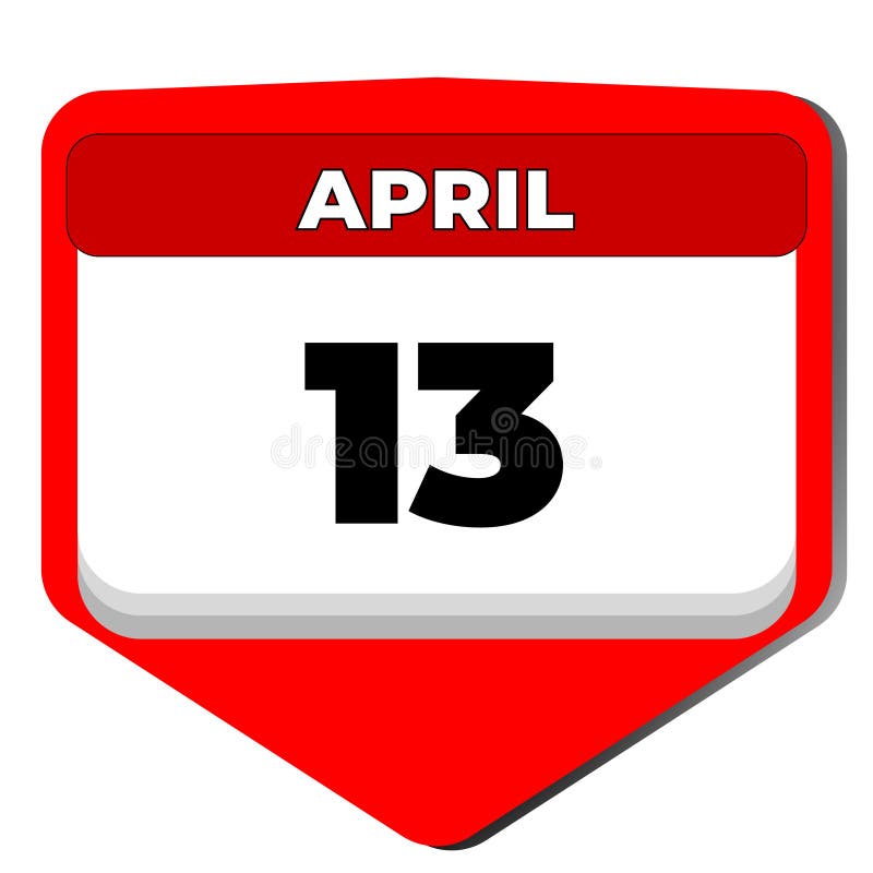 13 April Vector Icon Calendar Day. 13 Date of April. Thirteenth Day of ...
