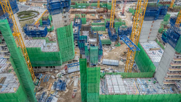 April 19 2025 View of Construction Site with Cranes and Building ...