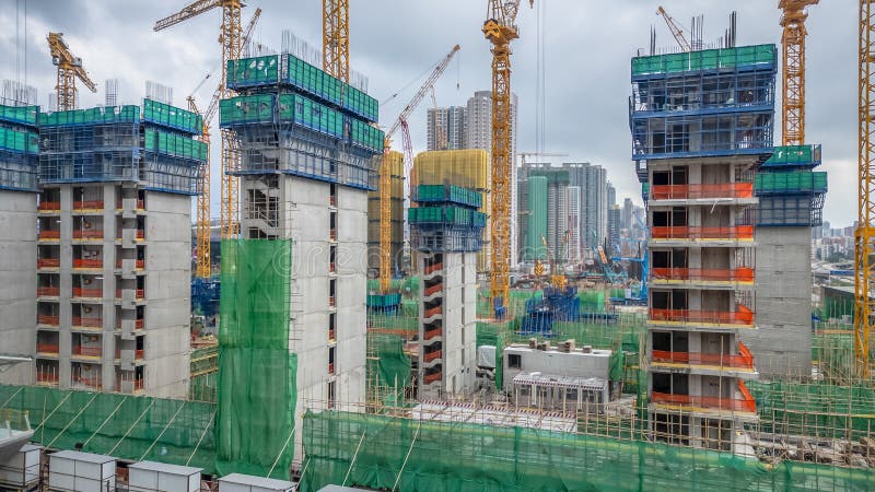 April 19 2025 View of Construction Site with Cranes and Building ...