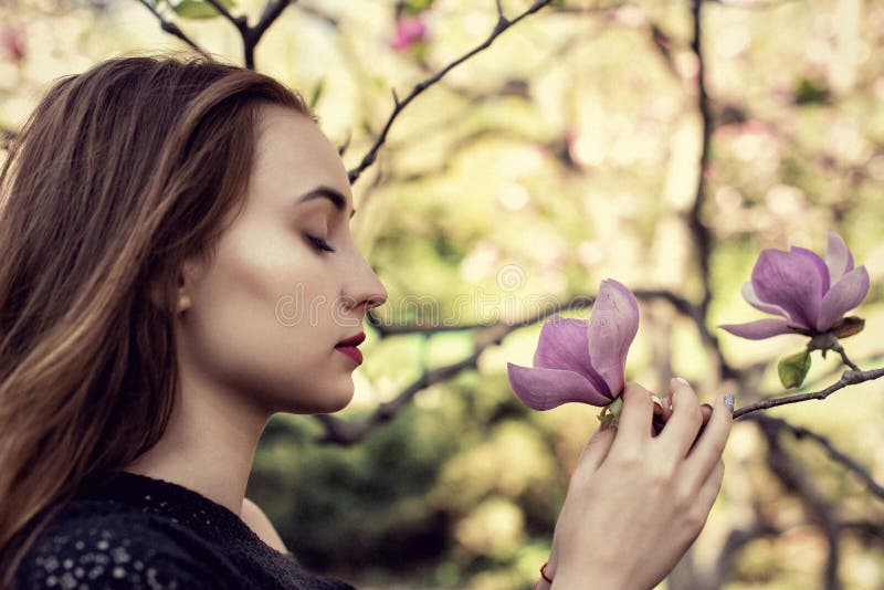 April Walk in the Green Park Stock Photo - Image of female, outdoor ...