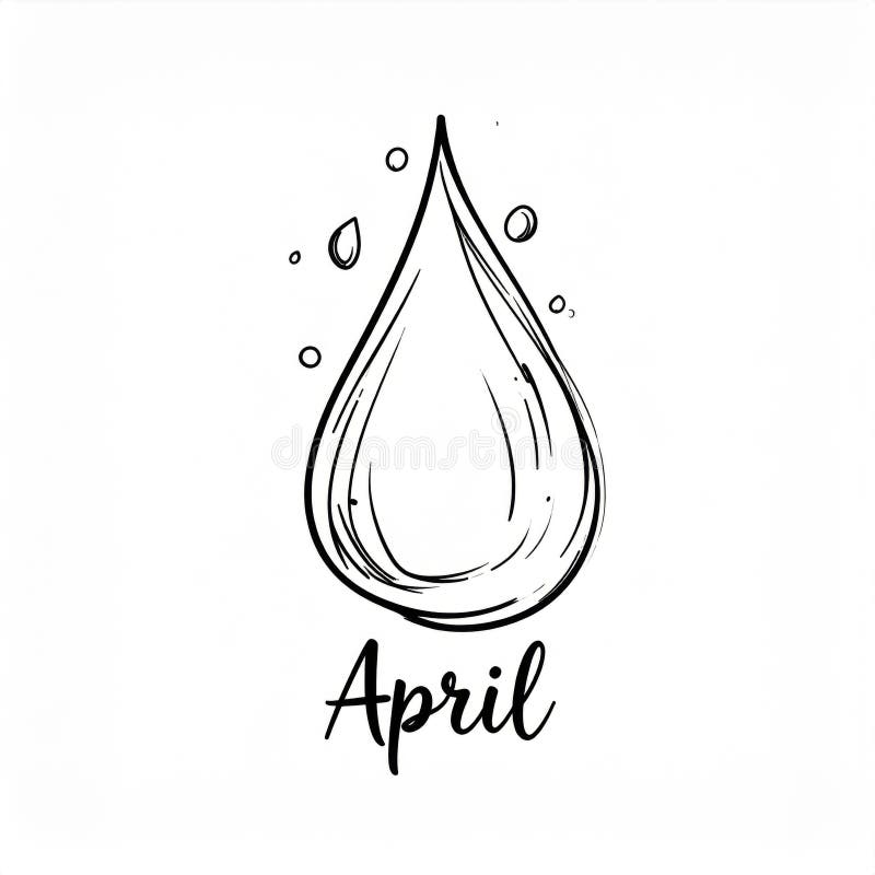 April Water Drop Line Art Illustration Stock Illustration ...