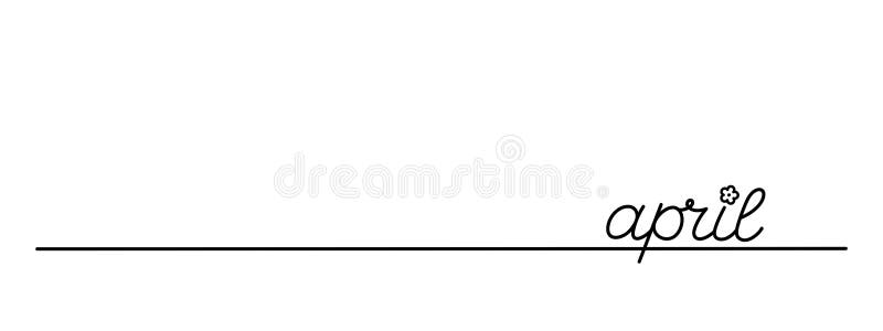 April Word Continuous Line Drawing, Black Line Vector Illustration ...