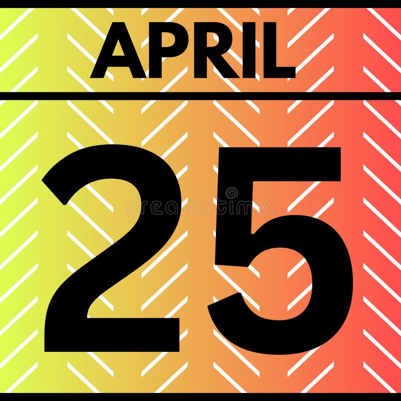 April 25 , Calendar , daily Calendar Icon in Flat Design Style Stock ...