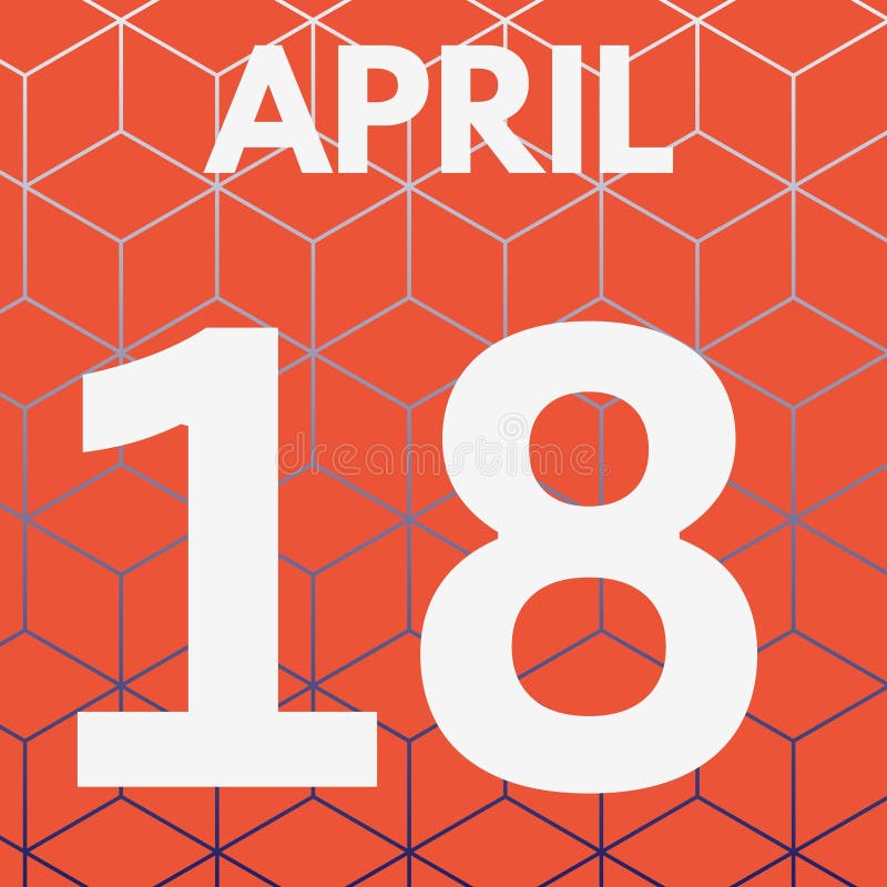 April 18 , Calendar , daily Calendar Icon in Flat Design Style Stock ...