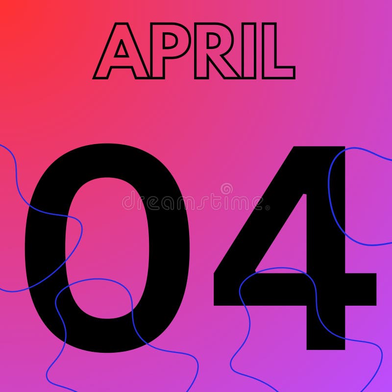 April 4 , Calendar , daily Calendar Icon in Flat Design Style Stock ...