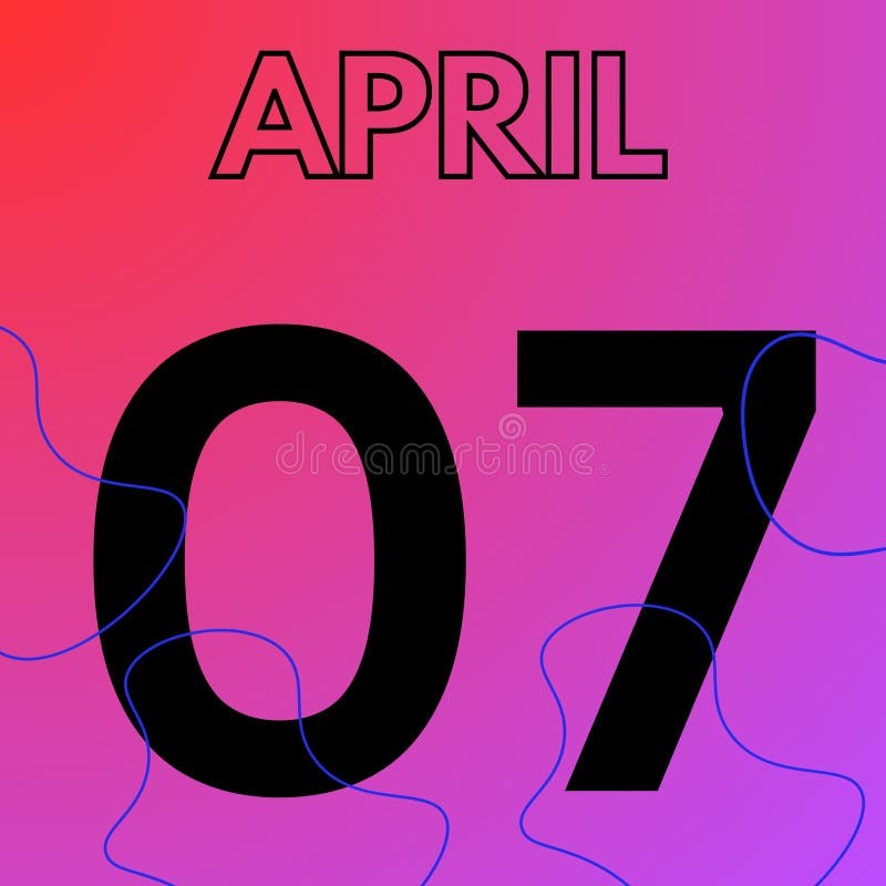 April 7 , Calendar , daily Calendar Icon in Flat Design Style Stock ...