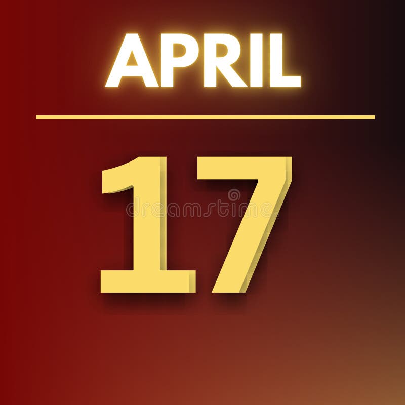 April 17 , Calendar , daily Calendar Icon in Flat Design Style Stock ...