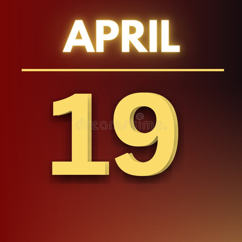 April 19 , Calendar , daily Calendar Icon in Flat Design Style Stock ...