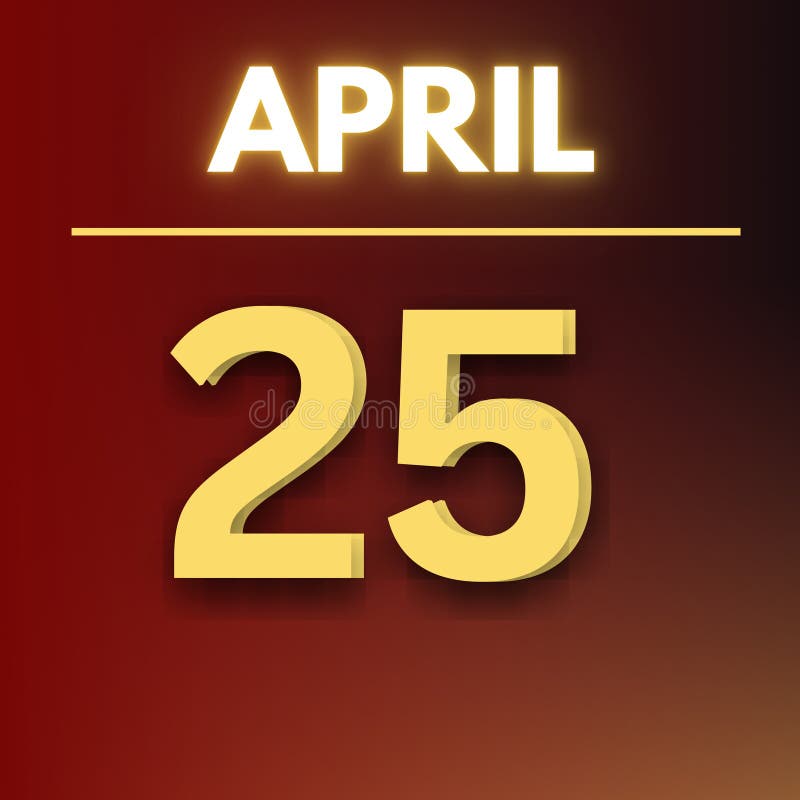 April 25 , Calendar , daily Calendar Icon in Flat Design Style Stock ...