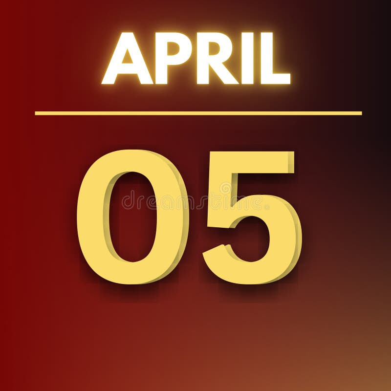 April 5 , Calendar , daily Calendar Icon in Flat Design Style Stock ...