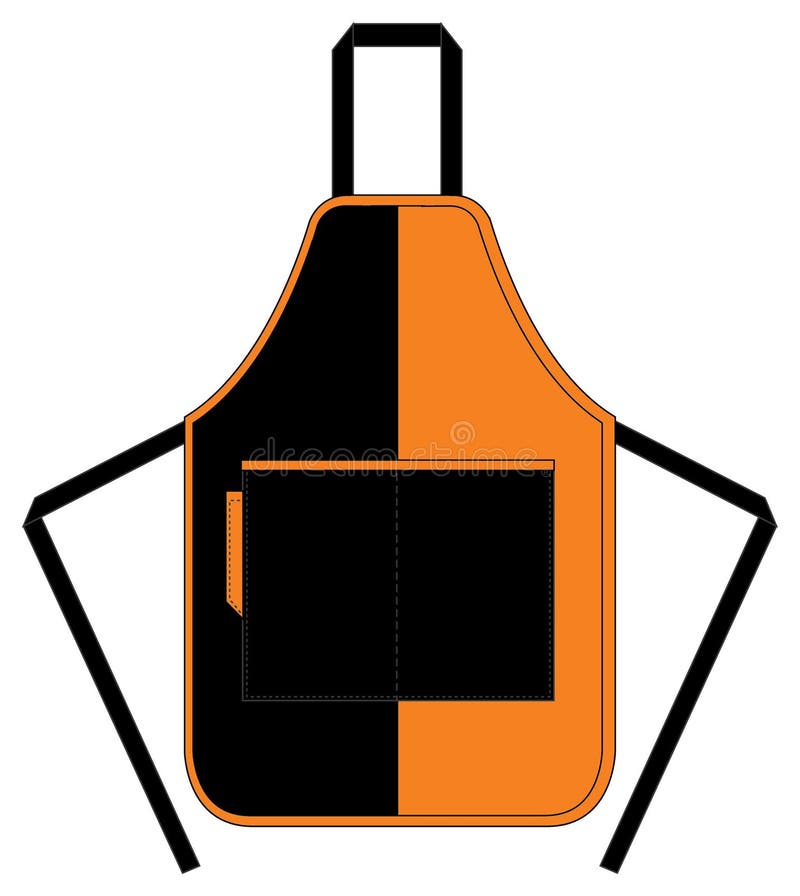 Half Color Apron Dersign Vector with Orang/Black Colors. Stock ...