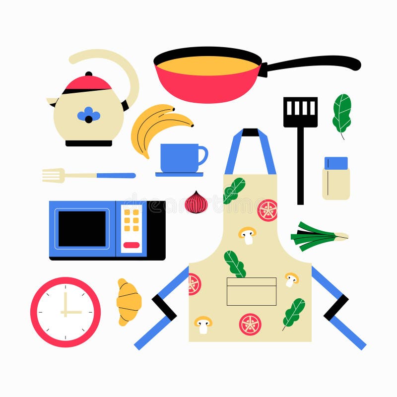 Kitchen Preparation Essentials Stock Illustrations – 458 Kitchen ...