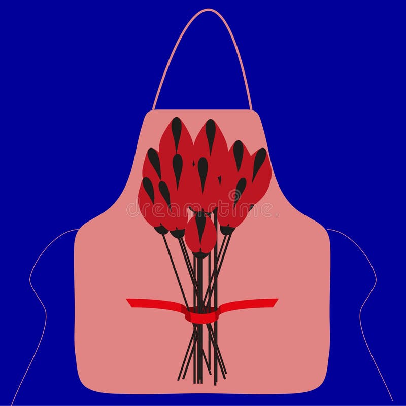 Apron with a Picture of a Bouquet of Flowers Stock Illustration ...