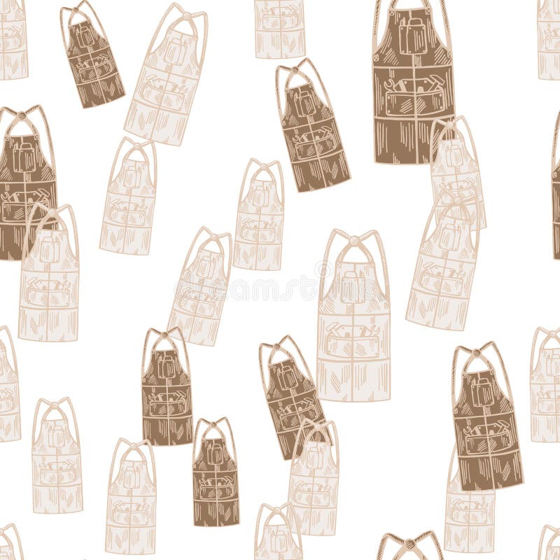 Aprons Engraved Seamless Pattern. Vintage Background for Kitchen in ...