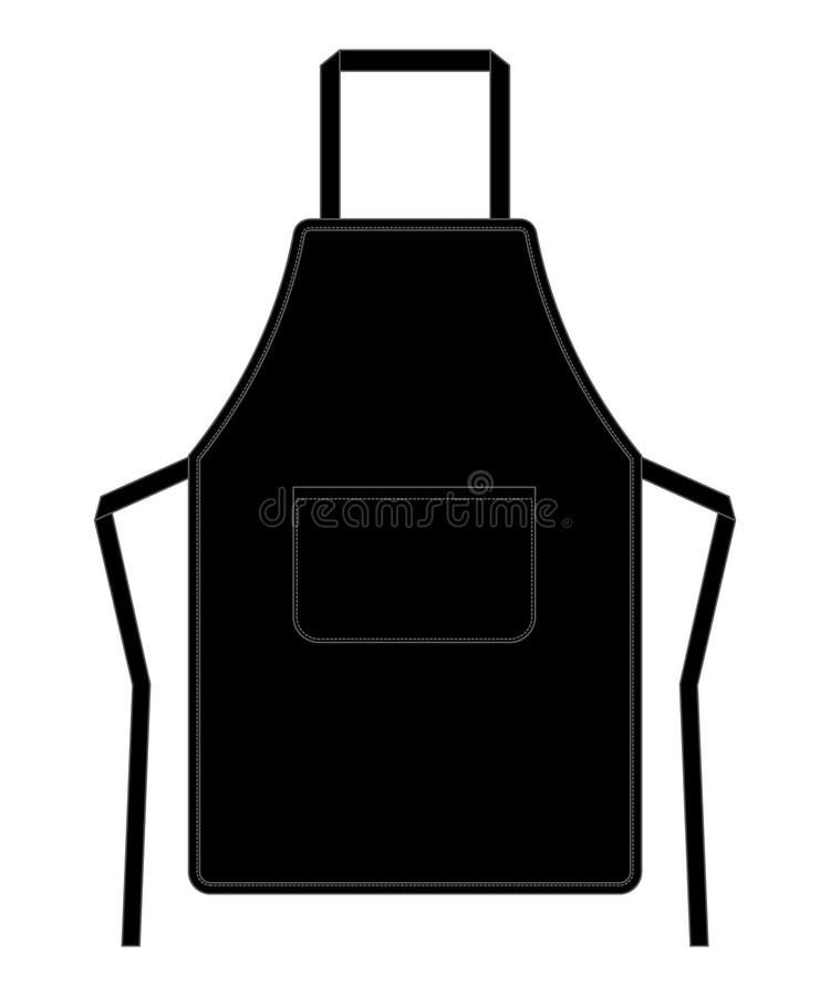 Black Apron with Pocket and Pen Holder Template Stock Vector - Illustration of fabric, body ...