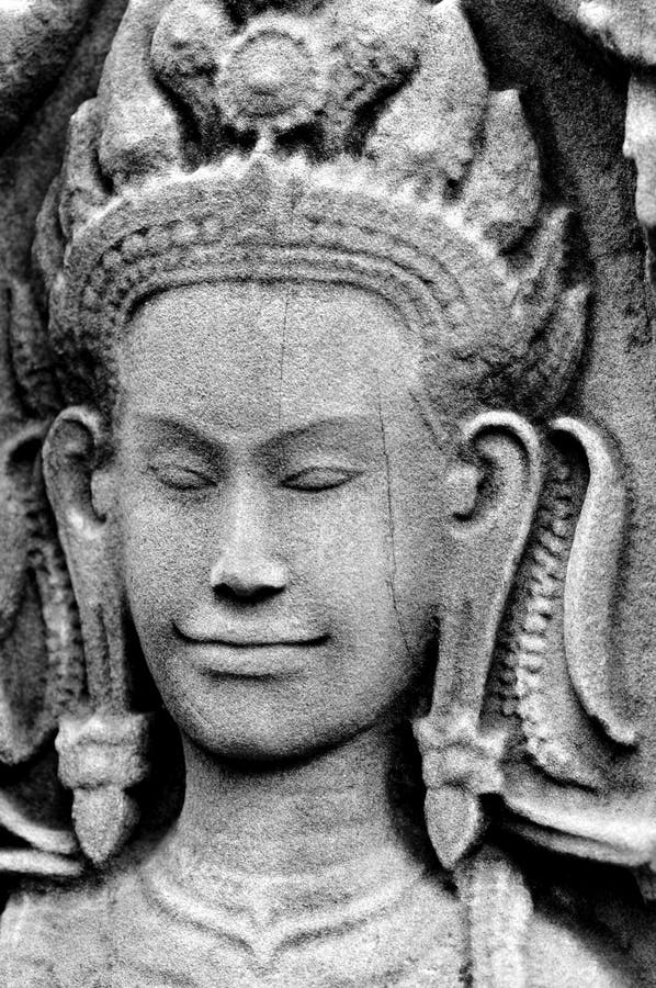 Apsara Carving in Angkor Wat Stock Photo - Image of cambodia, temple ...