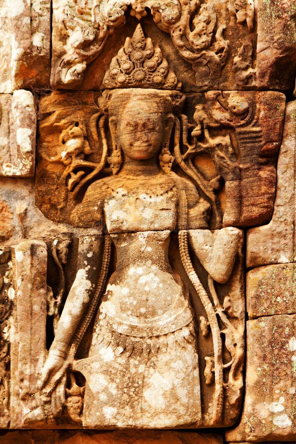 Apsara carving, Angkor wat stock photo. Image of cambodian - 48861480