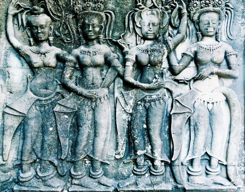 Apsara Carving, Angkor Wat, Stock Photo - Image of asia, landmark: 49348438