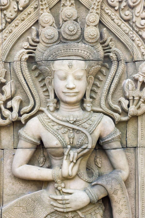 Apsara Carvings Status on the Wall of Angkor Temple, World Heritage ...
