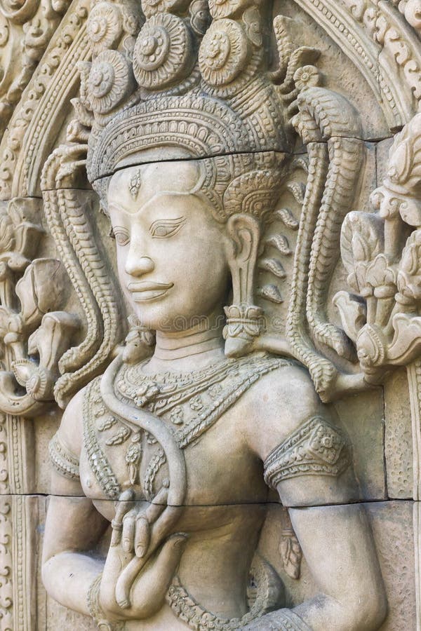 Apsara Carvings Status on the Wall of Angkor Temple, World Heritage ...