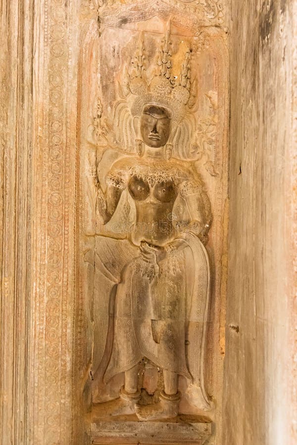Apsara sculpture. stock photo. Image of buddha, religion - 84663998